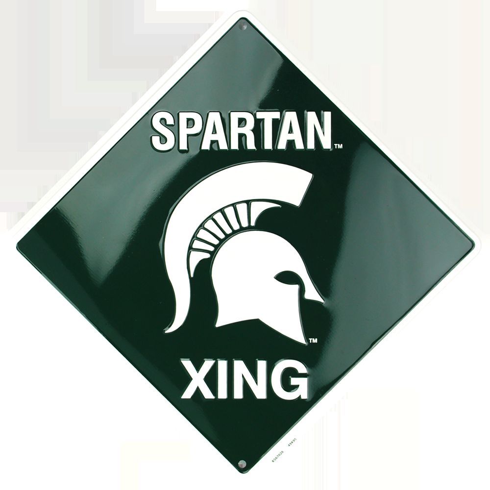Michigan State University Embossed Metal Spartan Xing Crossing Sign ...