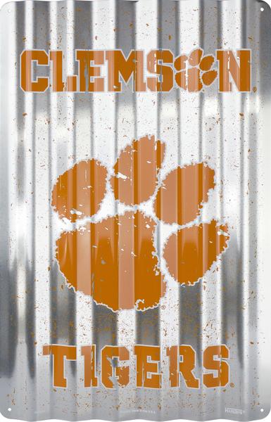 Clemson Tigers Corrugated Metal Sign 12" X 18" University Tin Retro Ma ...