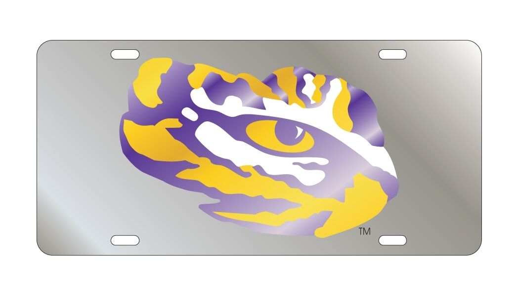 Lsu Tigers Mirror Car Tag Silver Laser License Plate Tiger Eye Auto Ca ...