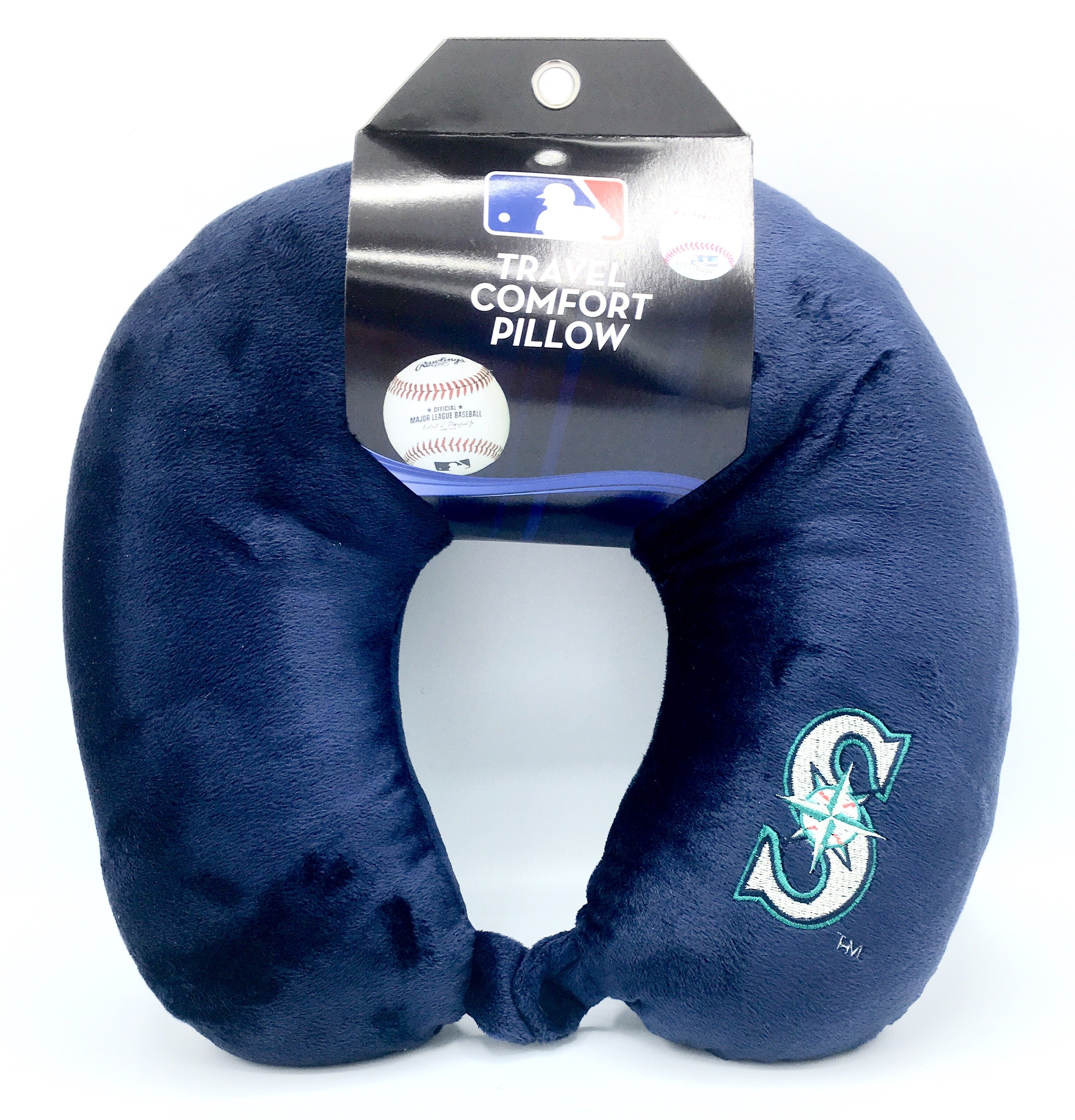 Seattle Mariners Applique Travel Neck Pillow Team Logo Color Snap Clos ...