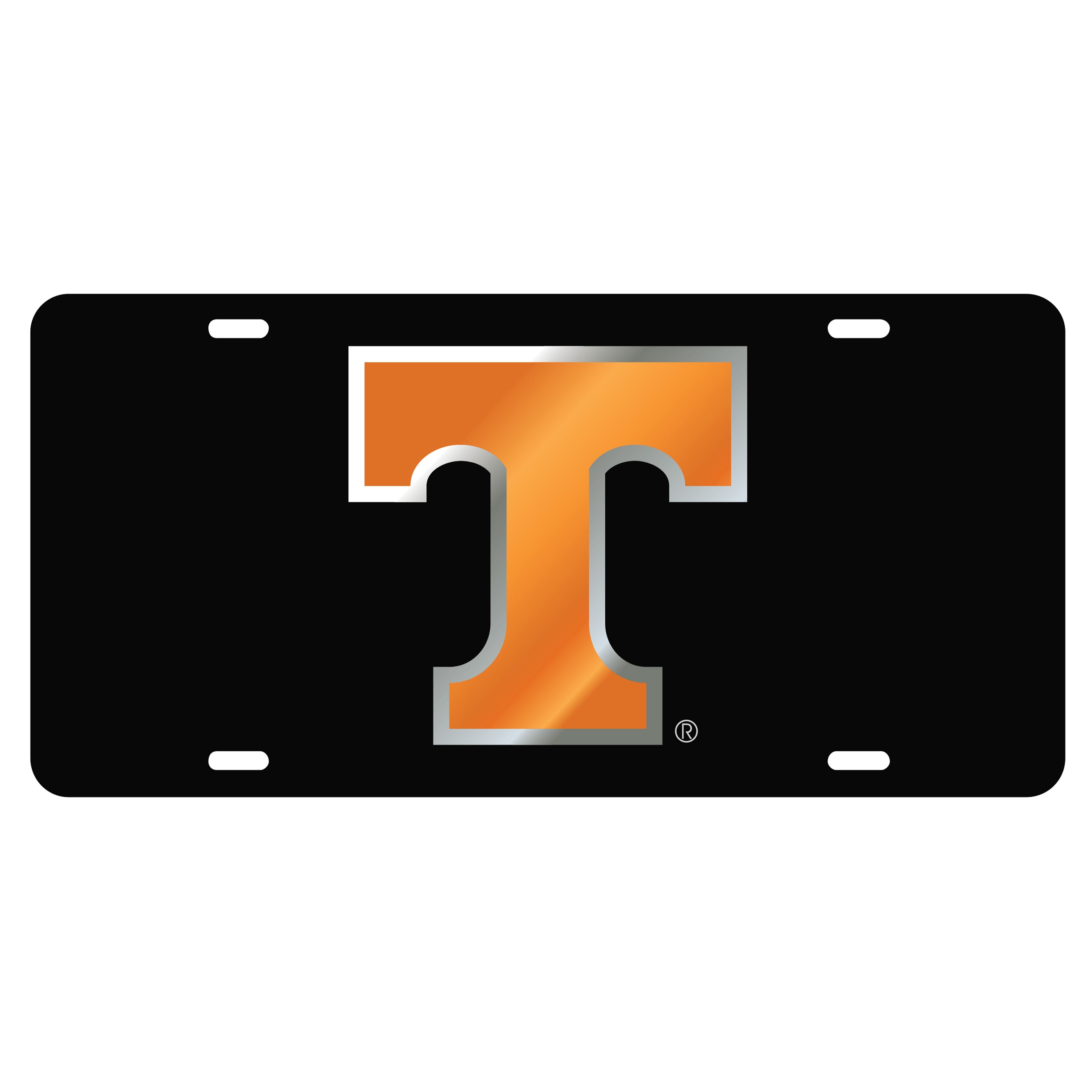 Tennessee Volunteers Mirror Car Tag Black W/ Orange T Logo Laser Cut A ...