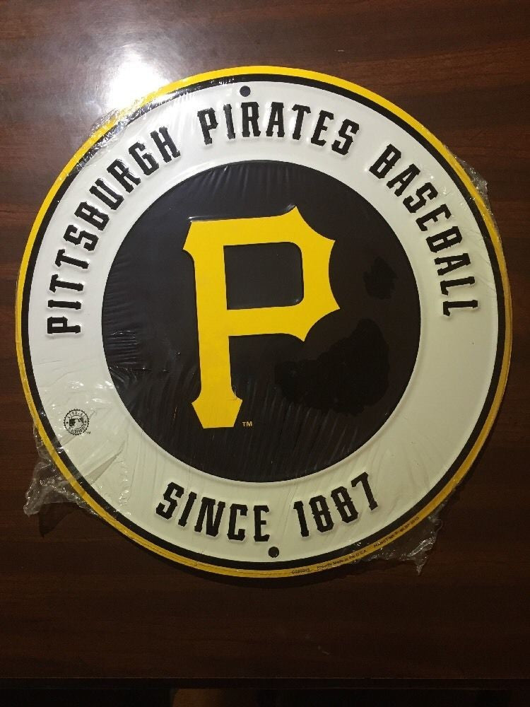 Pittsburgh Pirates 12" Round Metal Baseball Sign Man Cave Sports Sign ...