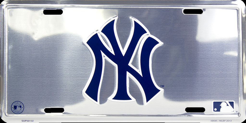 NEW YORK YANKEES CHROME LICENSE PLATE NY LOGO CAR TRUCK TAG – My Team Depot