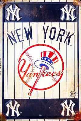 New York Yankees Metal Sign Retro Vintage Parking Sign Man Cave 8"X 12 ...