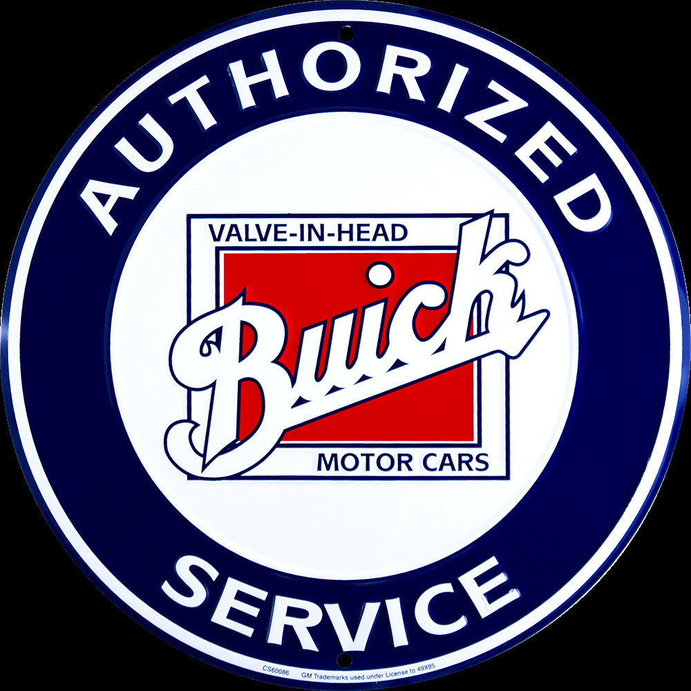 Buick Authorized Service 12" Round Metal Tin Embossed Sign Man Cave Ga ...