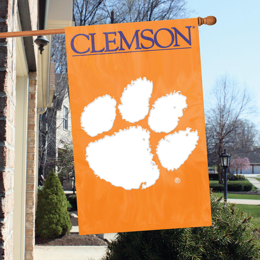 Clemson Tigers Applique Banner House Flag Indoor Outdoor 44"X28" Overs ...