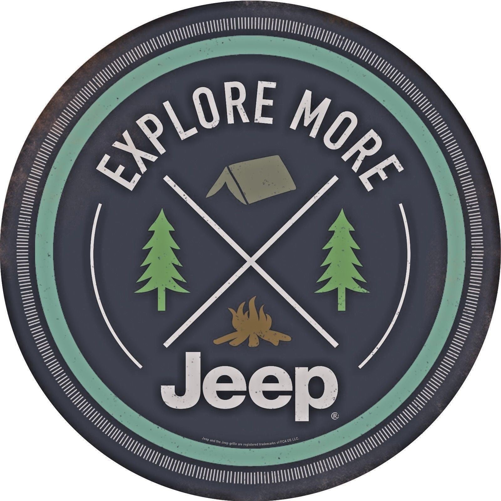 Jeep Explore More Round Metal Embossed Sign 12" Garage Mancave Die Cut ...